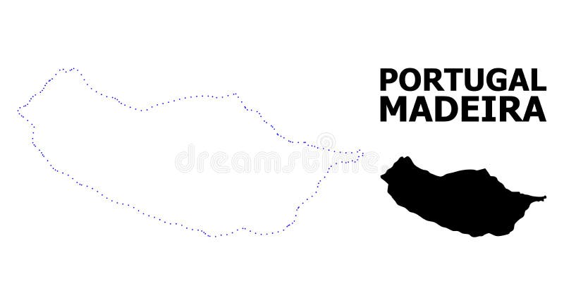 Vector Contour Dotted Map of Madeira Island with Caption Stock Vector ...