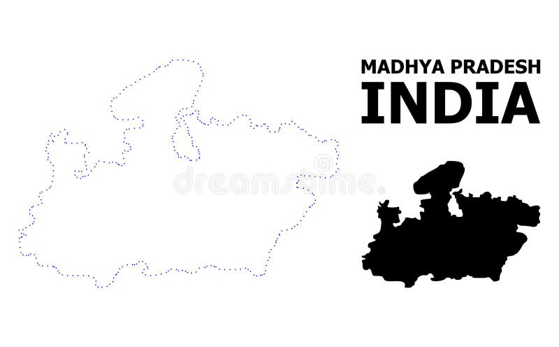 Vector Contour Dotted Map of Madhya Pradesh State with Name Stock ...
