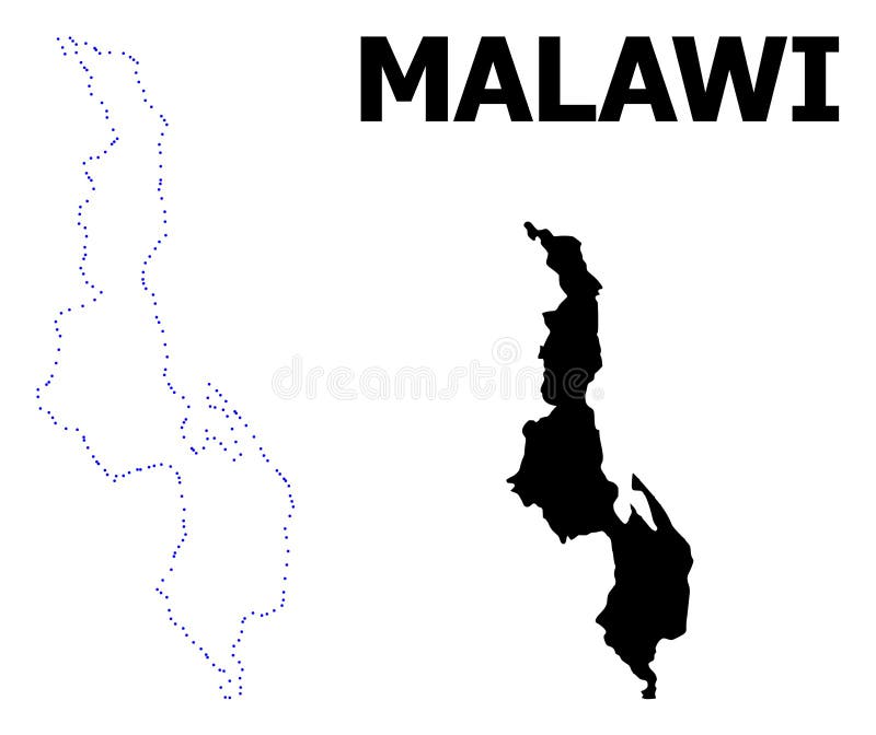 Vector Contour Dotted Map of Malawi with Name Stock Vector ...