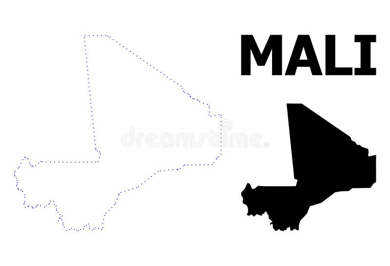 Vector Contour Dotted Map of Mali with Name Stock Vector - Illustration ...