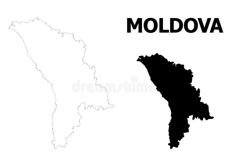 Vector Contour Dotted Map of Moldova with Name Stock Vector ...