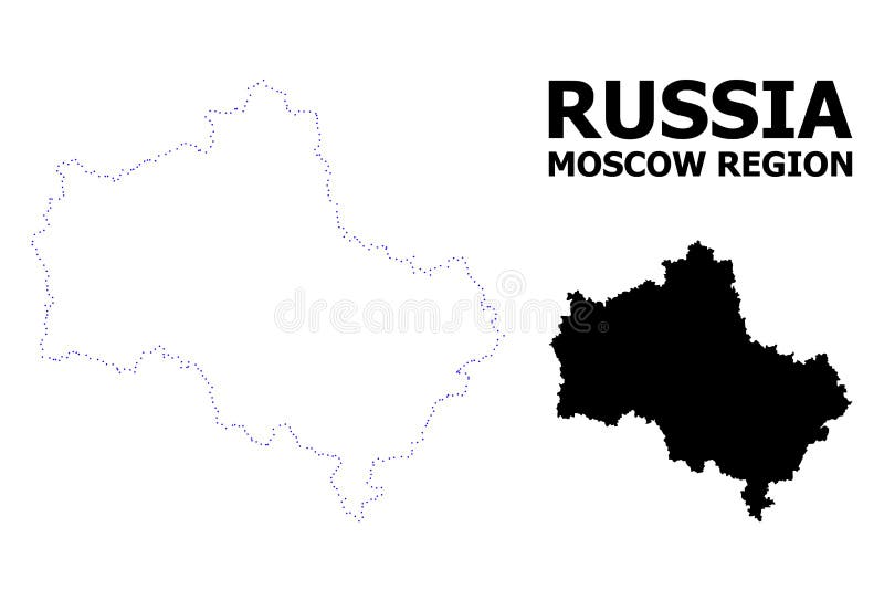 Vector Contour Dotted Map of Moscow Region with Caption Stock Vector ...
