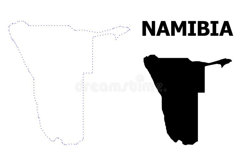 Vector Contour Dotted Map of Namibia with Caption Stock Vector ...