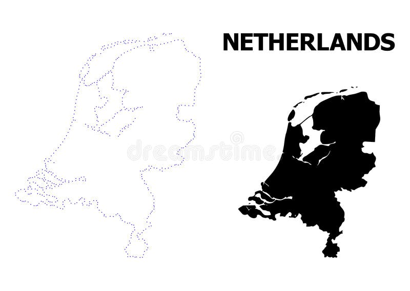 Vector Contour Dotted Map of Netherlands with Caption Stock Vector ...