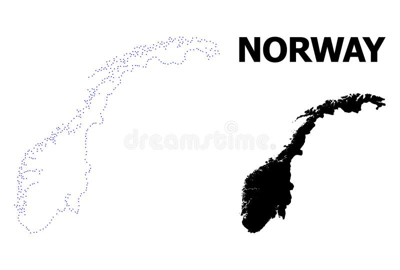 Vector Contour Dotted Map of Norway with Caption Stock Vector ...