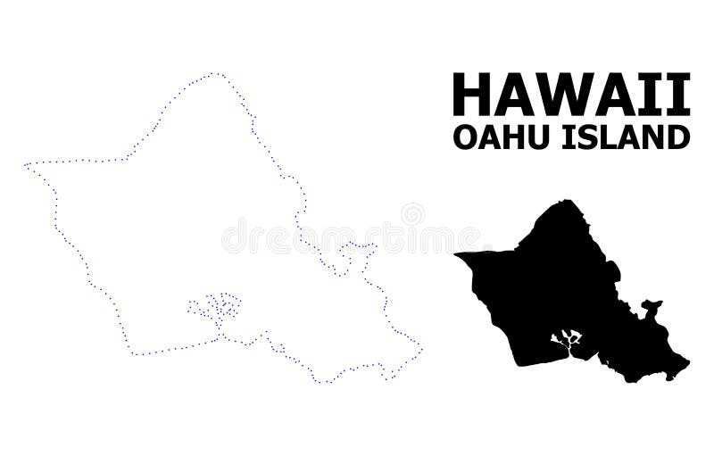 Vector Contour Dotted Map Of Oahu Island With Caption Stock Vector ...