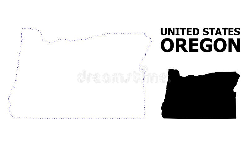 Vector Contour Dotted Map of Oregon State with Name Stock Vector ...