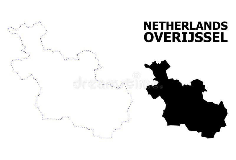 Vector Contour Dotted Map of Overijssel Province with Name Stock Vector ...