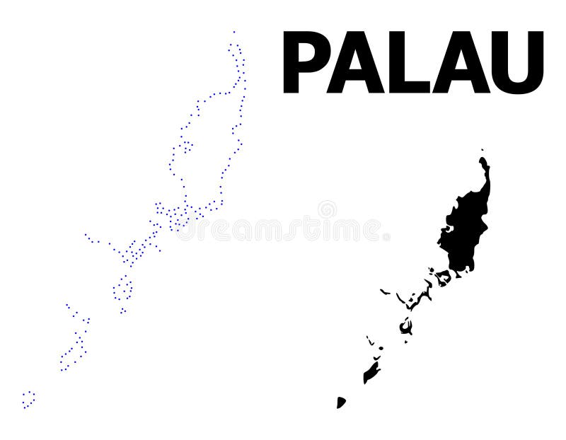 Vector Contour Dotted Map of Palau Islands with Name Stock Vector ...