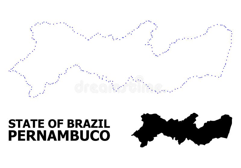 Vector Contour Dotted Map of Pernambuco State with Caption Stock Vector ...