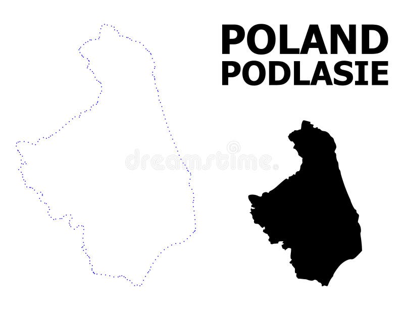 Vector Contour Dotted Map of Podlasie Province with Caption Stock ...