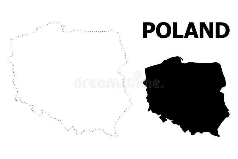 Vector Contour Dotted Map of Poland with Name Stock Vector ...