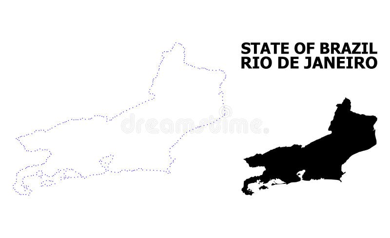 Vector Contour Dotted Map of Rio De Janeiro State with Caption Stock ...