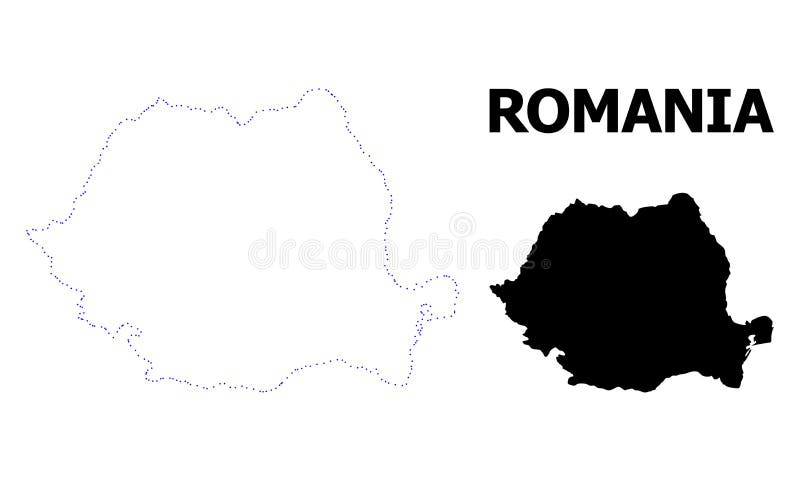 Vector Contour Dotted Map of Romania with Caption Stock Vector ...