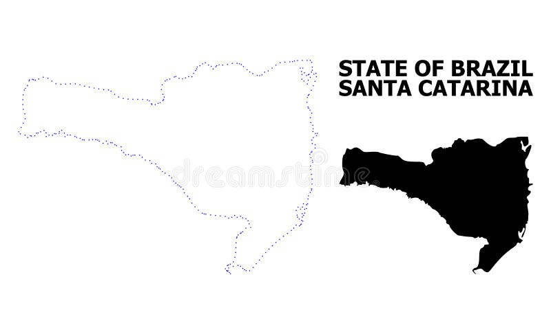 Vector Contour Dotted Map Of Santa Catarina State With Caption Stock ...