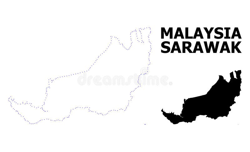 Vector Contour Dotted Map of Sarawak with Caption Stock Vector ...
