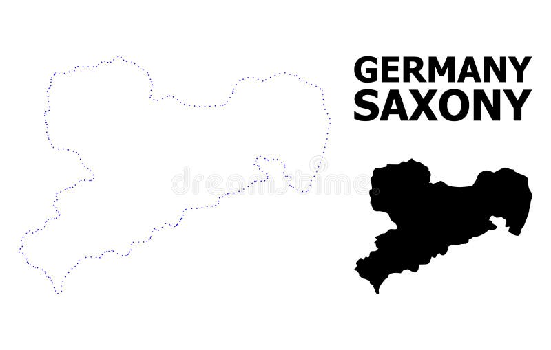 Vector Contour Dotted Map of Saxony State with Name Stock Vector ...