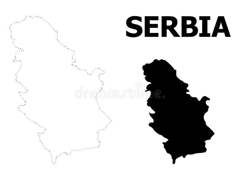 Vector Contour Dotted Map of Serbia with Caption Stock Vector ...