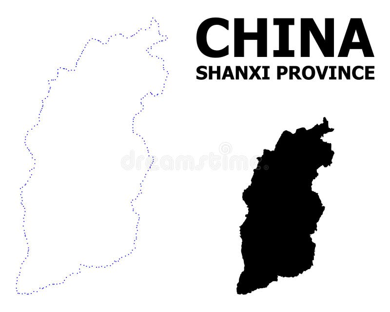 Vector Contour Dotted Map of Shanxi Province with Caption Stock Vector ...