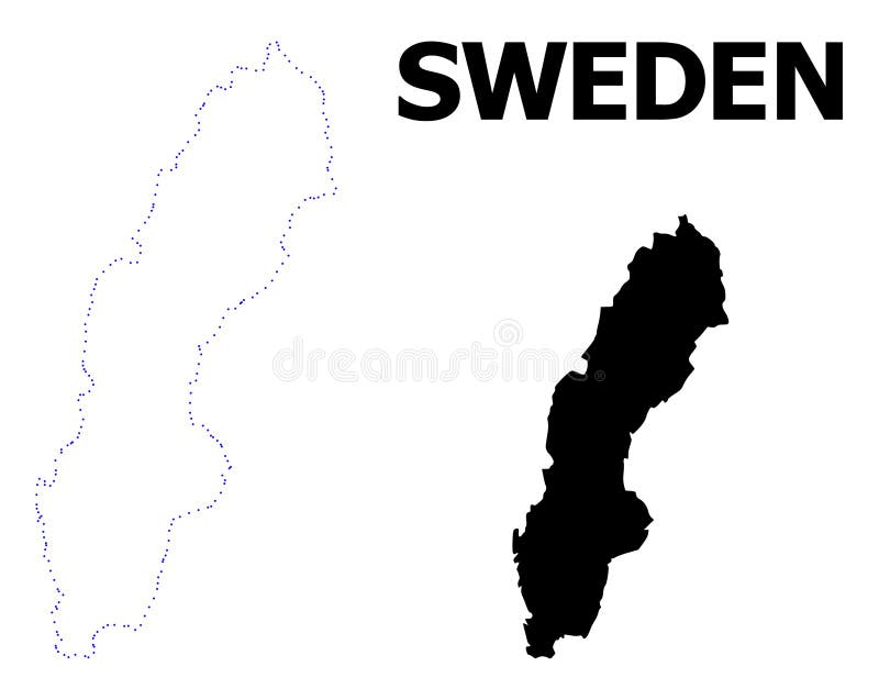 Vector Contour Dotted Map of Sweden with Caption Stock Vector ...