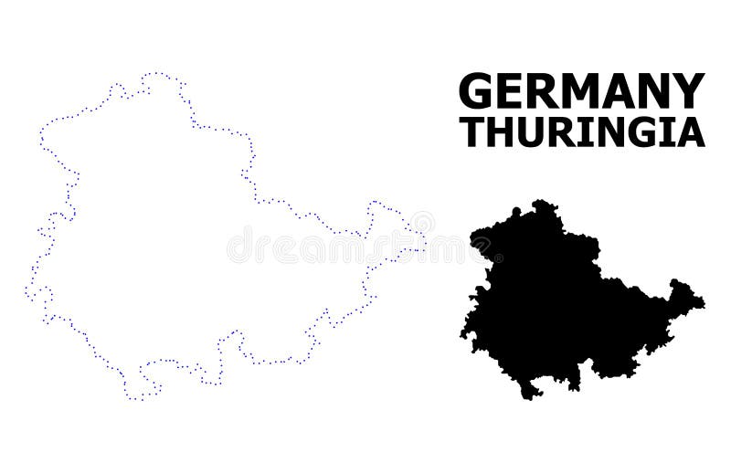 Vector Contour Dotted Map of Thuringia State with Name Stock Vector ...