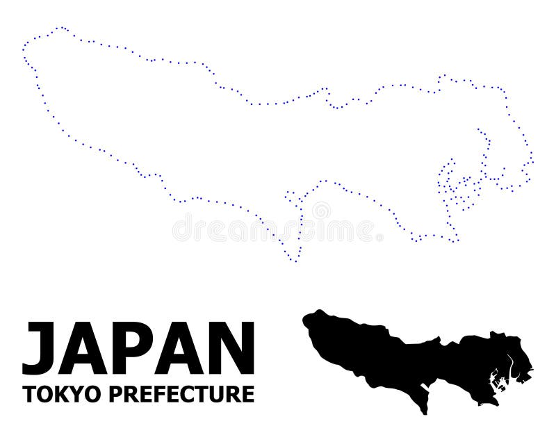 Vector Contour Dotted Map of Tokyo Prefecture with Name Stock Vector ...