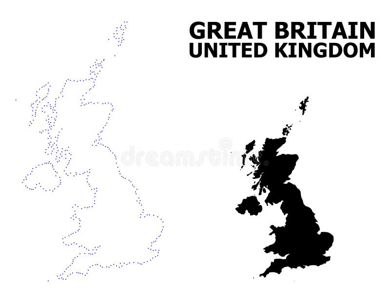 Vector Contour Dotted Map of United Kingdom with Caption Stock Vector ...
