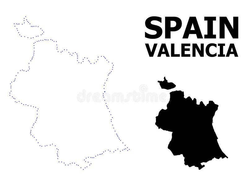Vector Contour Dotted Map of Valencia Province with Name Stock Vector ...
