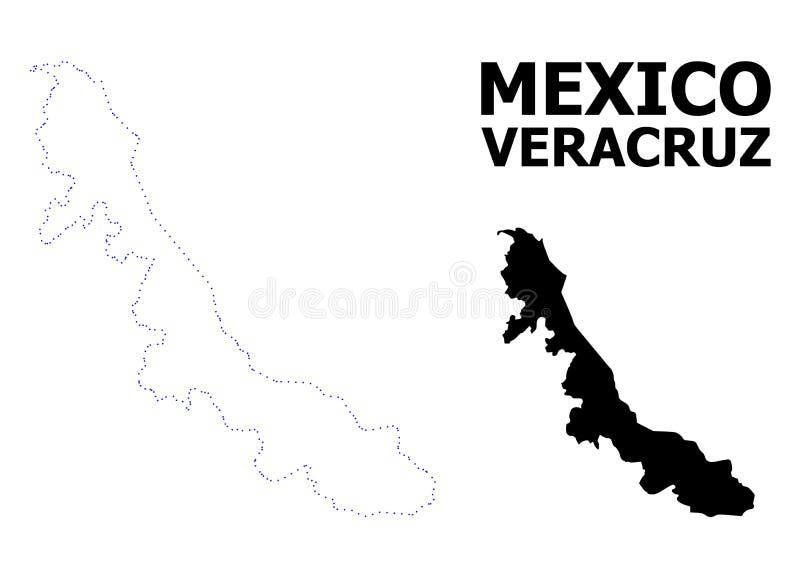 Vector Contour Dotted Map of Veracruz State with Caption Stock Vector ...