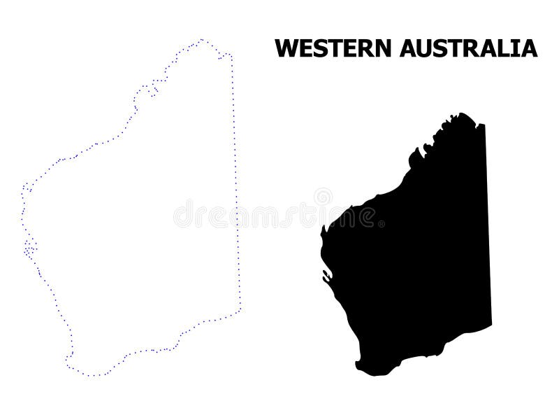 Vector Contour Dotted Map of Western Australia with Caption Stock ...