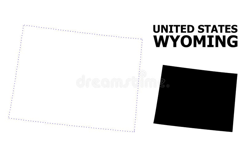Vector Contour Dotted Map of Wyoming State with Name Stock Vector ...