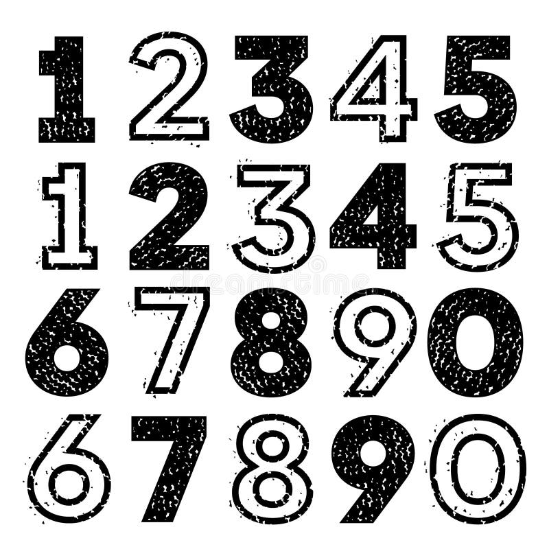 Vector Contour Grunge Numbers on White Background Stock Vector ...