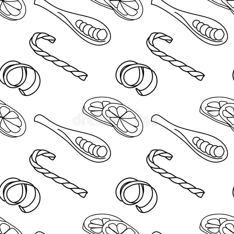 Vector Contour Seamless Pattern for Winter Warmth, Sweets Stock Vector ...