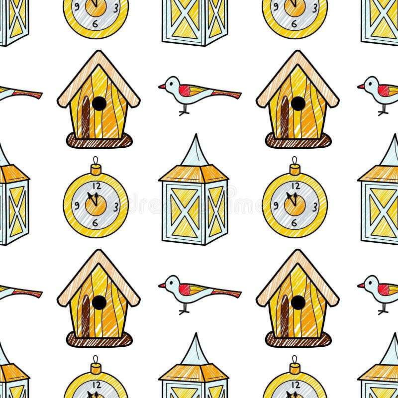 Vector Contur and Pencil Seamless Pattern New Year S, Christmas ...