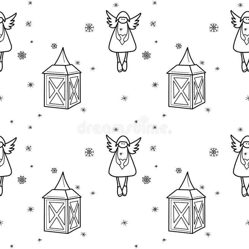 Vector Contur Seamless Pattern New Year S, Christmas Decorations Stock ...