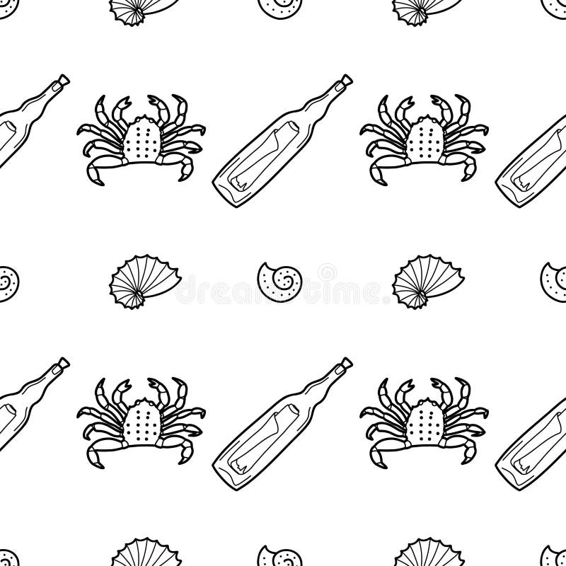 Vector Contur Seamless Pattern on the Theme of Sea Cruise Stock Vector ...