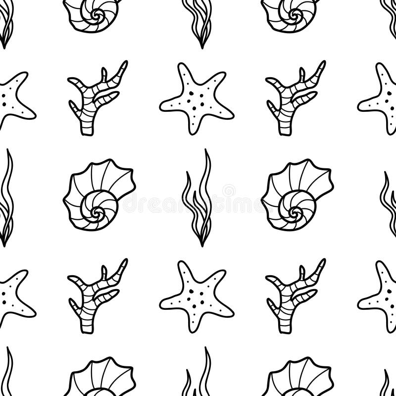 Vector Contur Seamless Pattern on the Theme of Sea Cruise Stock Vector ...