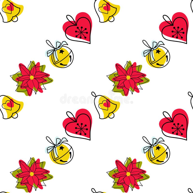 Vector Contur and Spot Seamless Pattern Christmas Decorations Stock ...