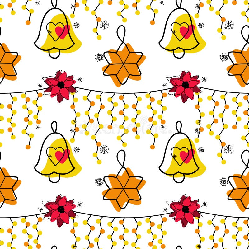 Vector Contur and Spot Seamless Pattern Christmas Decorations Stock ...
