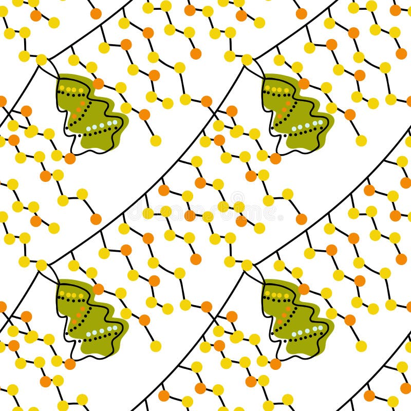 Vector Contur and Spot Seamless Pattern Christmas Decorations Stock ...