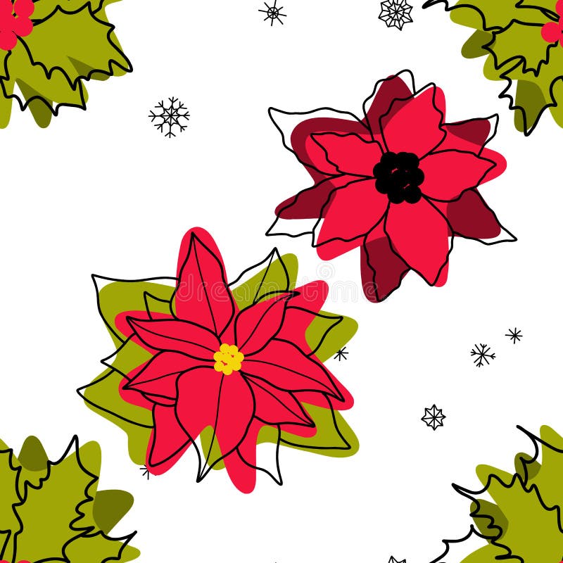 Vector Contur and Spot Seamless Pattern Christmas Decorations Stock ...