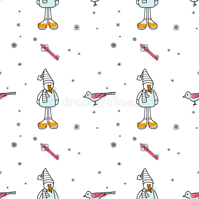 Vector Contur and Spot Seamless Pattern New Year, Christmas Stock ...