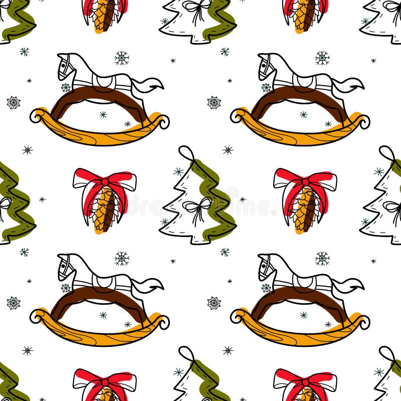 Vector Contur and Spot Seamless Pattern New Year, Christmas Stock ...