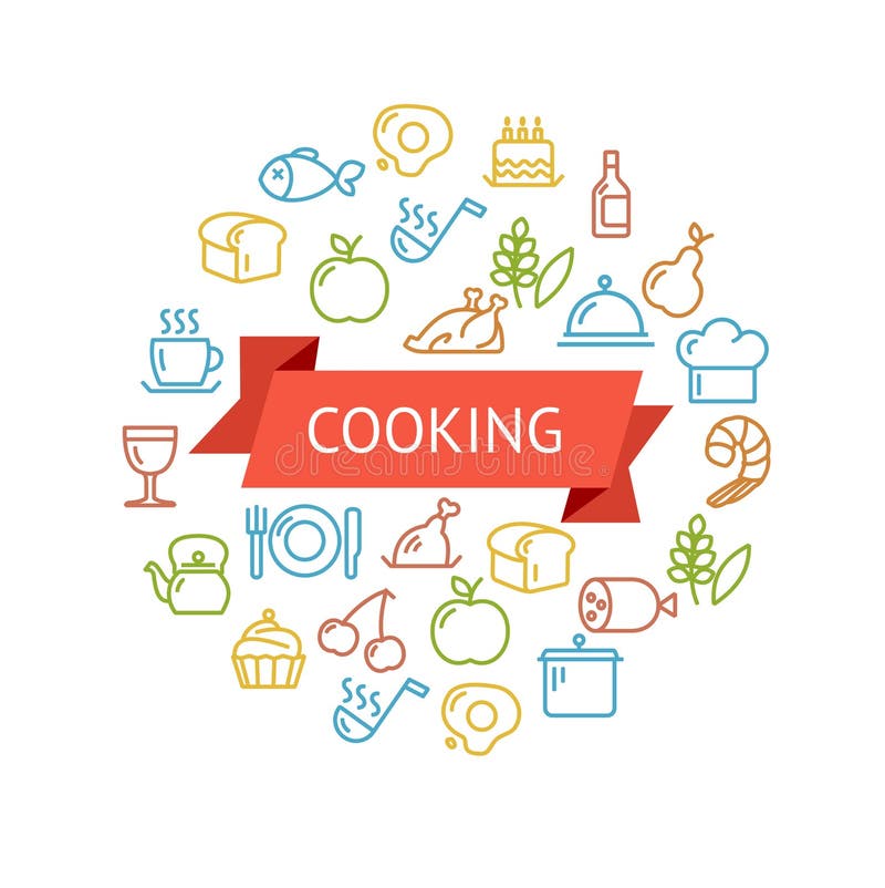Vector Cooking Concept Outline Stock Vector - Illustration of drink ...