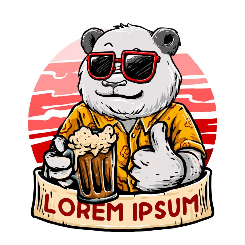 Panda beer stock illustration. Illustration of product - 259327965