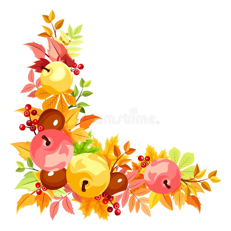 Vector Corner with Colorful Autumn Leaves. Stock Vector - Illustration ...