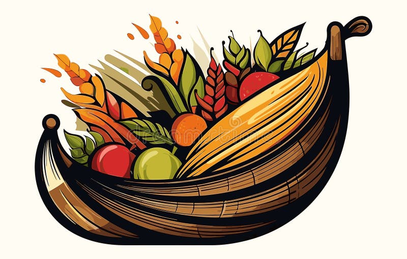 Vector Cornucopia Icon. Fruit and Vegetable Arrangement, Autumn ...