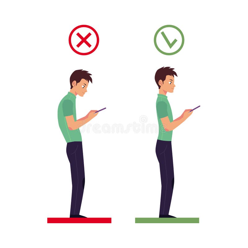 Vector Correct, Incorrect Head Angle Using Phone Stock Vector ...