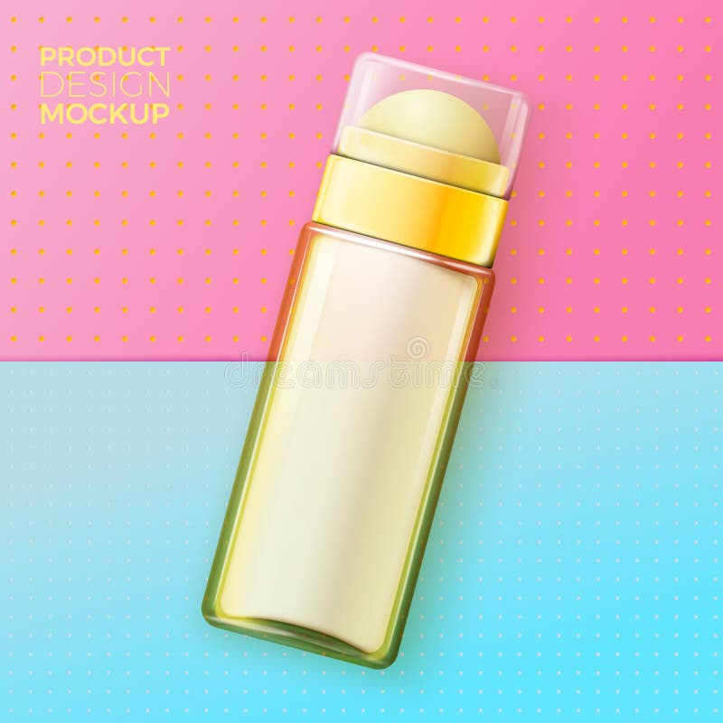 Deodorant Bottle and Glitter Elements on Light Blue Background ...