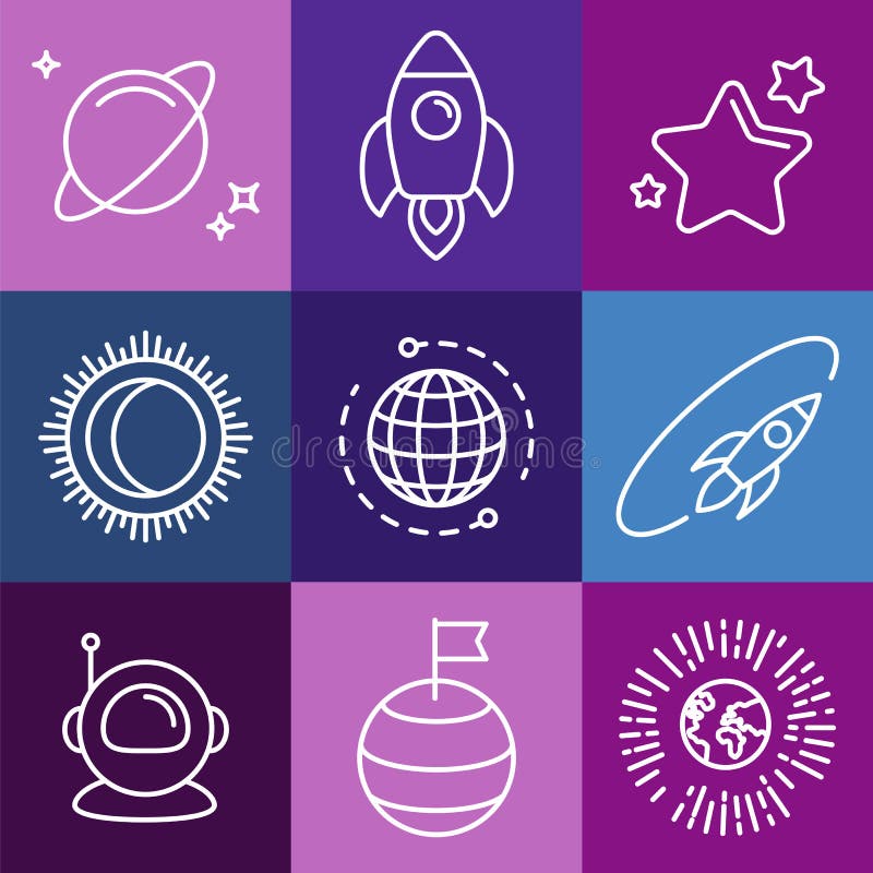 Vector Cosmic Signs and Line Icons Stock Vector - Illustration of ...